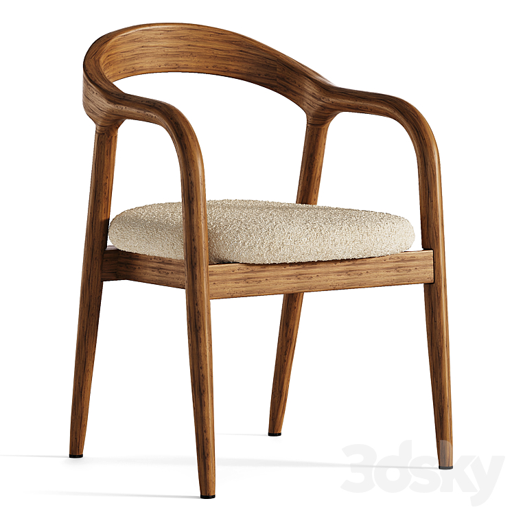 Walnoot Eetkamerstoel Muret Boucle Zitting - Chair - 3D model