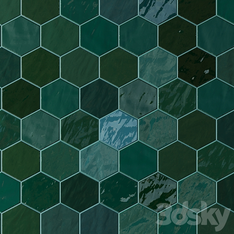 Large Hexagon Tile - 1036W Bluegrass - Tile - 3D model