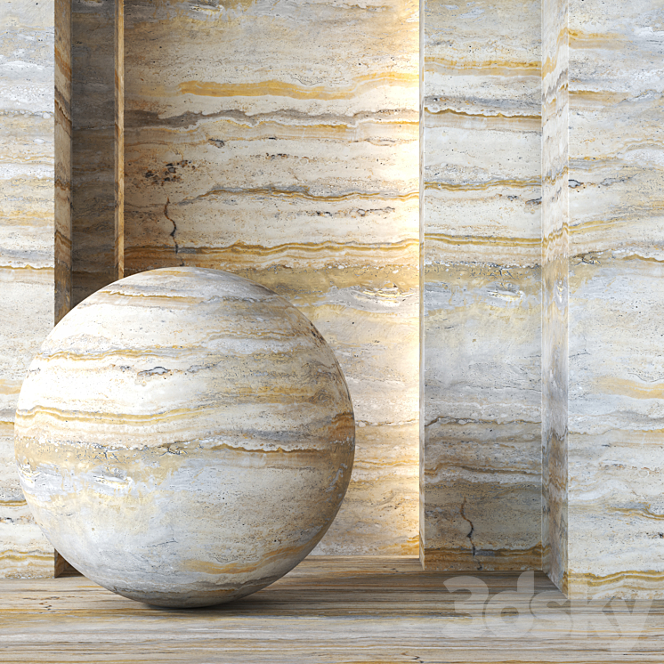 2 Travertine Texture 4K - Seamless - Stone - 3D model