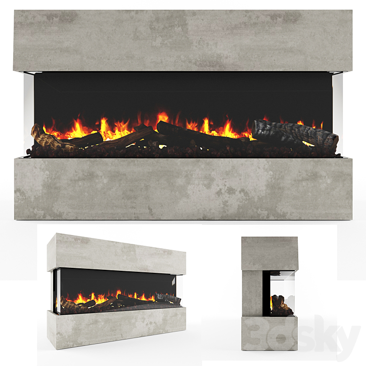 OM Three-sided electric fireplace with heating BRITISH FIRES New Forest ...