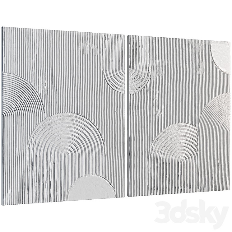 Bas-relief gypsum wall decorative panel Japan lines waves landscape ...