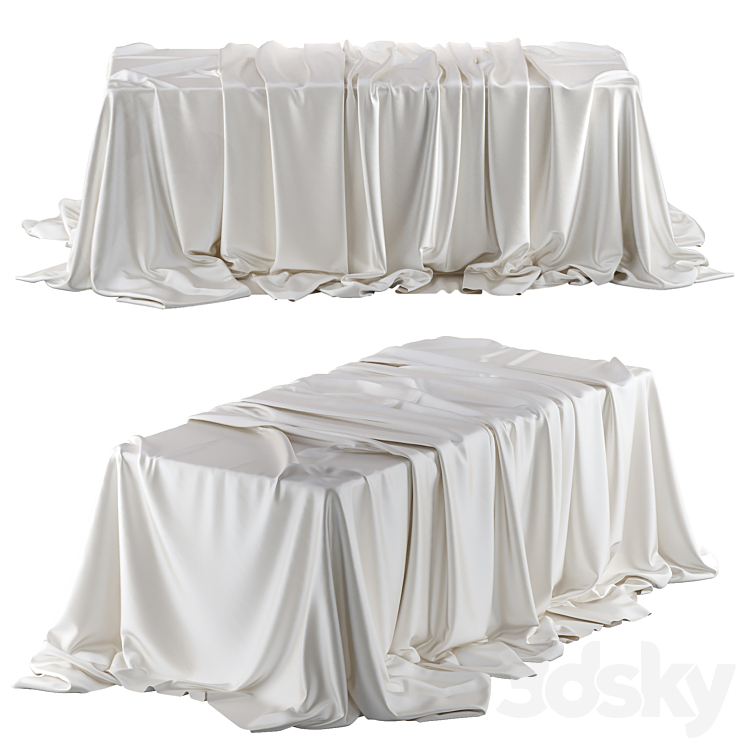 Tablecloth with folds - Table - 3D model
