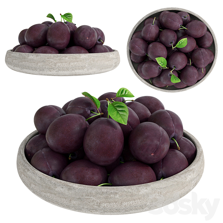 Plum stone bowl - Food and drinks - 3D model