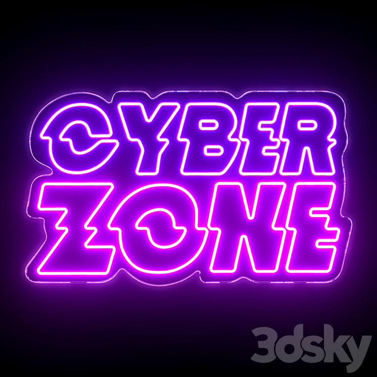 Cyber Zone Neon Sign - Neon - 3D model