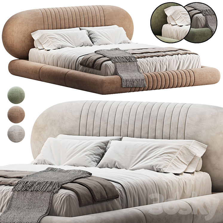 Edna Suede Bed Frame by Casvadafurniture - Bed - 3D model