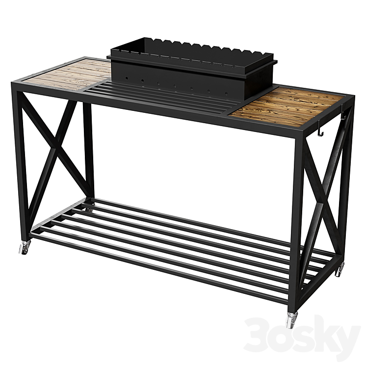 Brazier with tile loft V2 - Barbecue and grill - 3D model