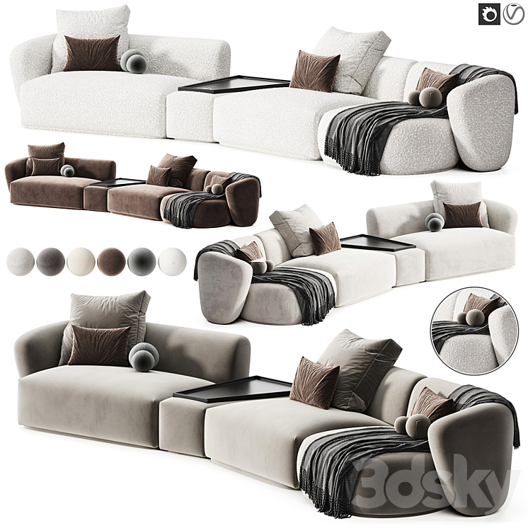 Modular sofa Fabro 3 - Sofa - 3D model