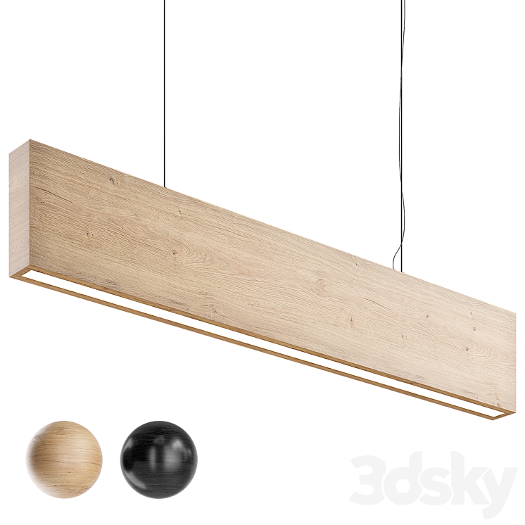 Light fixture made of solid oak - Pendant light - 3D model