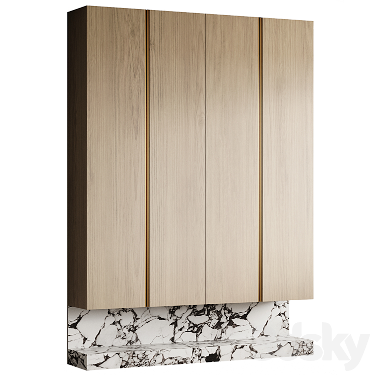 Wood And White Marble Wardrobes - Wardrobe & Display cabinets - 3D model