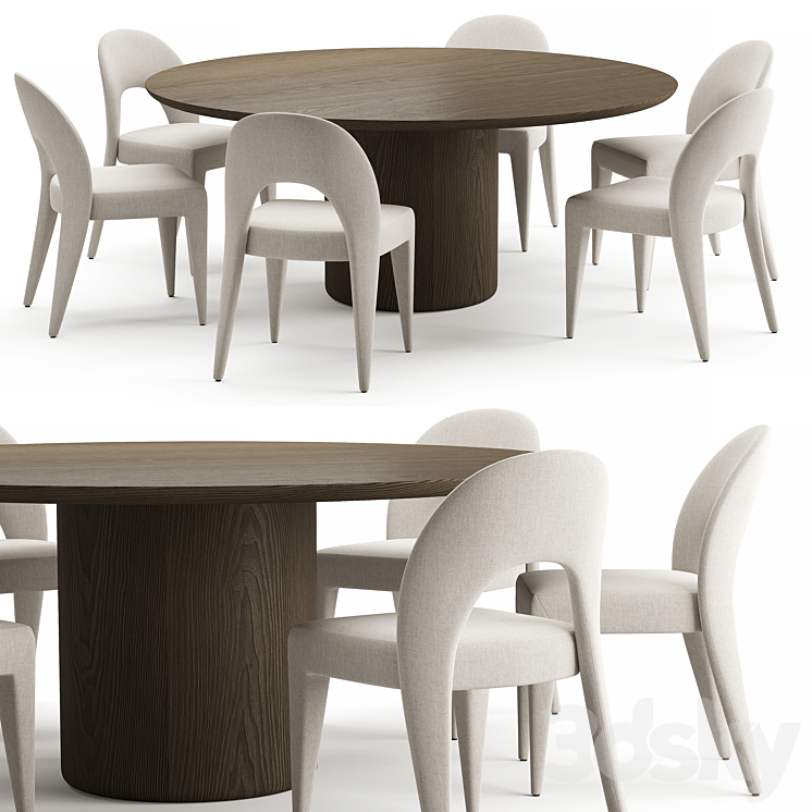RH Ciro Round Dining Table 72 - Table + Chair - 3D model
