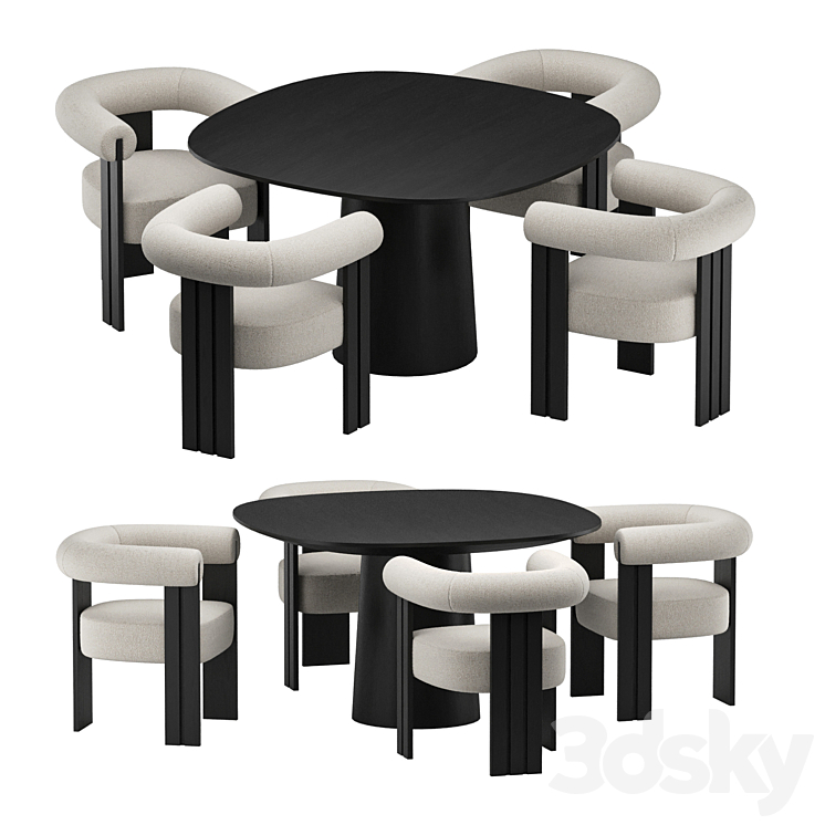dining chair percy and Dining Table Motto - Table + Chair - 3D model