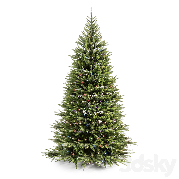 Christmas tree with a garland - Tree - 3D model