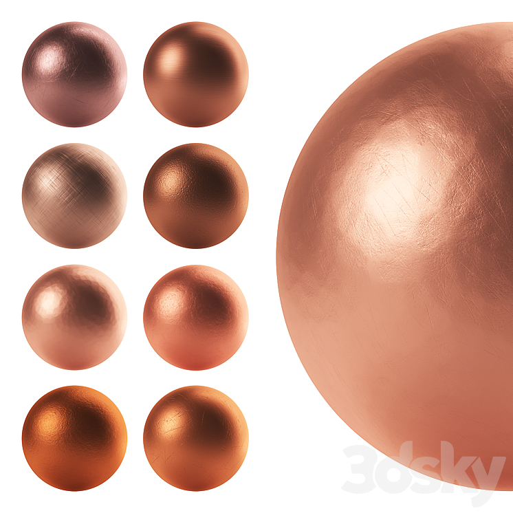 Copper Textures Set 001 - Metal - 3D model