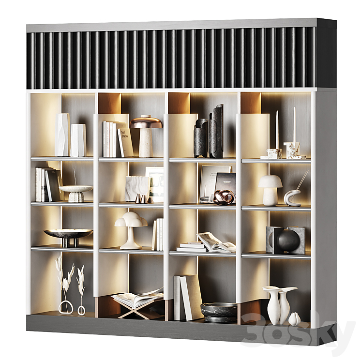 Book rack with decoration - Rack - 3D model