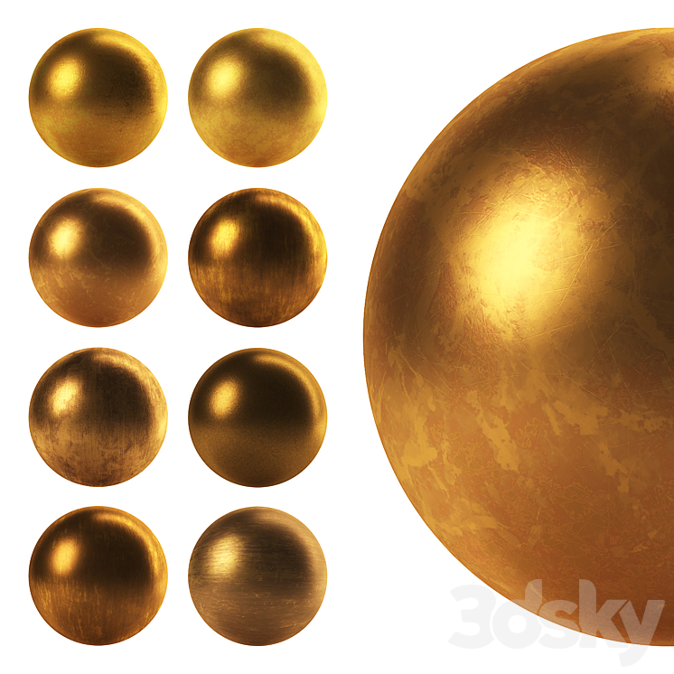 Brass Textures Set 001 - Metal - 3D model
