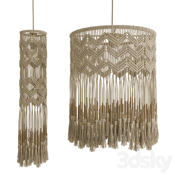 Macrame Hanging Lights #1 - Pendant light - 3D model