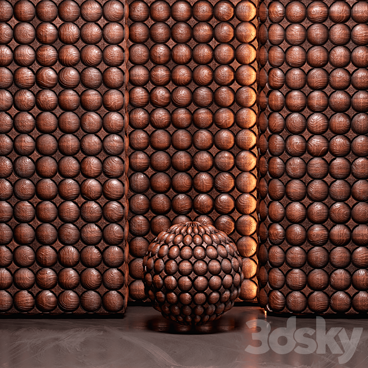 Sculpted Wood Sphere Panel | PBR | 4K | Seamless - Wood - 3D model