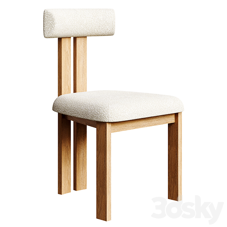 Dining chair LOKI, boucle, white and cream - Chair - 3D model