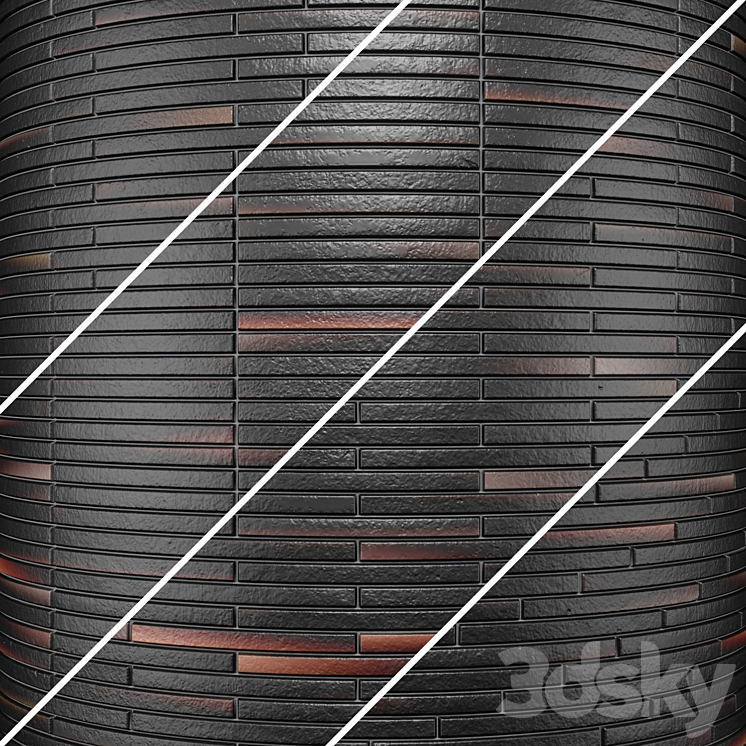 Brick texture long black 050L - Brick - 3D model