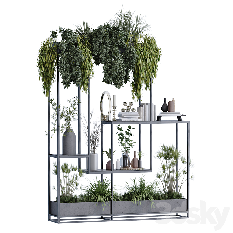 Interior vertical green partition set 246 - Rack - 3D model