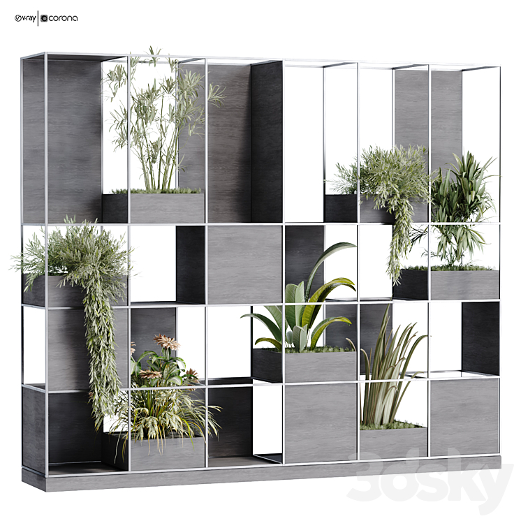 standing partition and vertical plant in box set 447 - Rack - 3D model