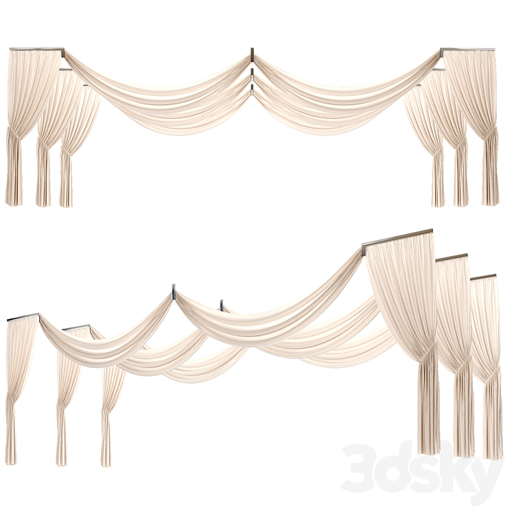 Ceiling Drape Curtain Panels vol 06 - Curtain - 3D model