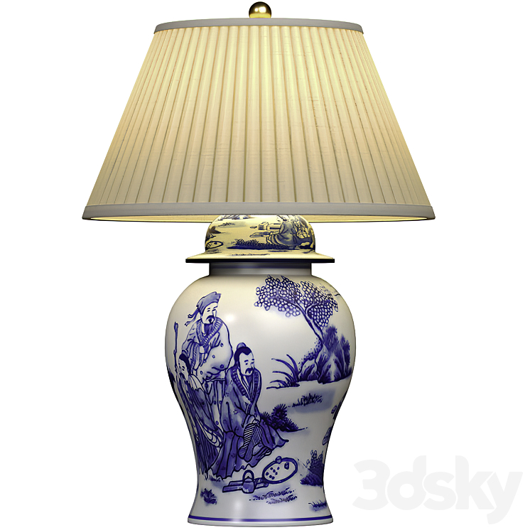 Empel Collections Ginger Jar Table Lamp Chinoiserie Pattern - Table ...