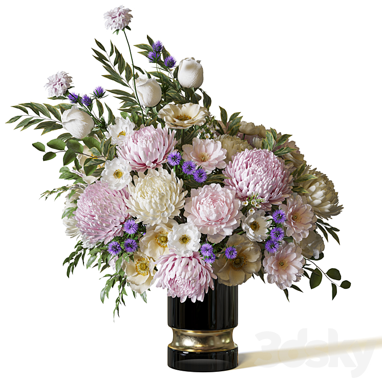 Flower Set 083 Yellow Pink Bouquet Bouquet 3d Model