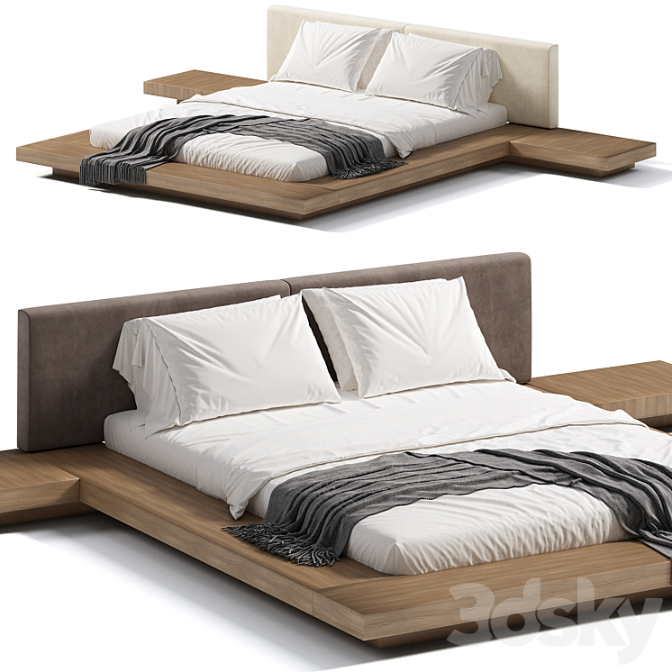 Arata Japanese Platform Bed - Bed - 3D model