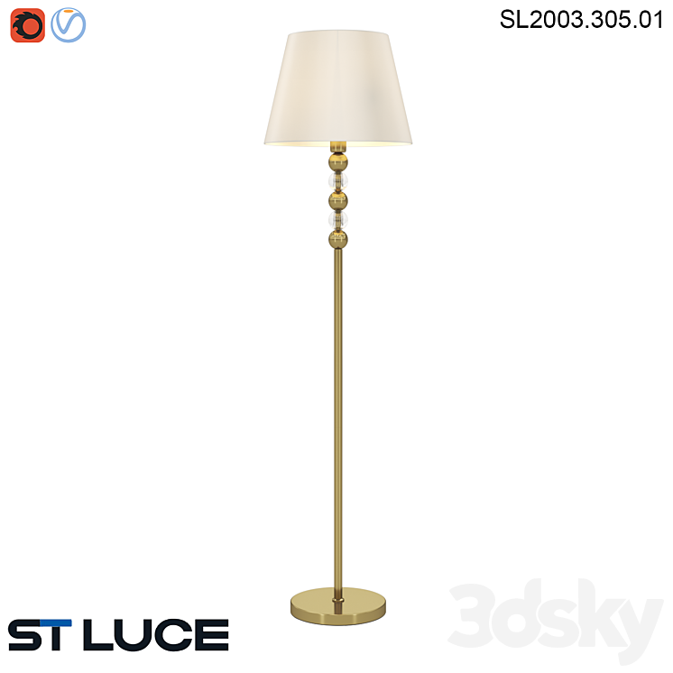 OM Lamp with incandescent lamp, brass, white, AURORA, E27, 40 - Floor ...