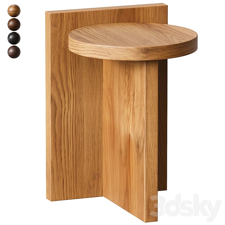 Taco oak stool - Chair - 3D model
