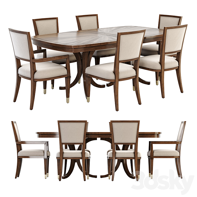 Vantage Randolph Dining Table Set - Table + Chair - 3D model