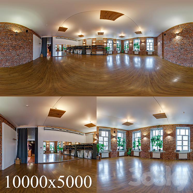 Large room for sports or yoga - HDRI - 3D model