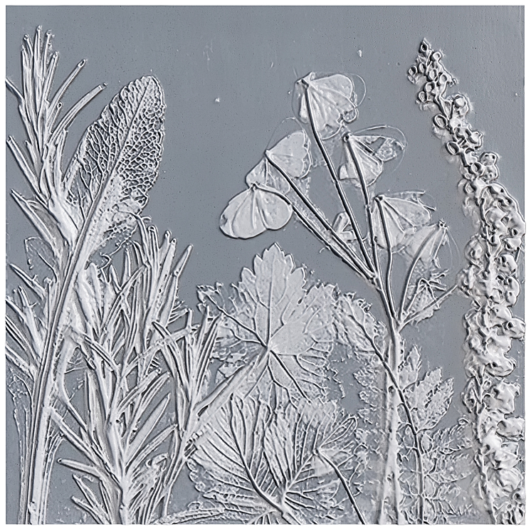 Botanical bas-relief plaster wall decorative panel dried flowers plants ...