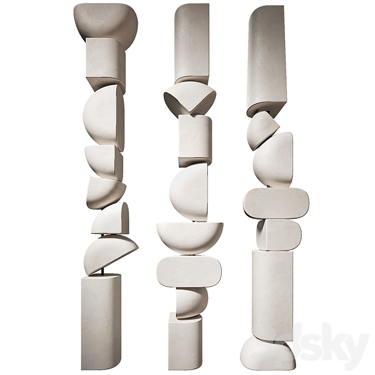 Standing stone pillars. Modern abstract sculpture 6 - Sculpture - 3D model