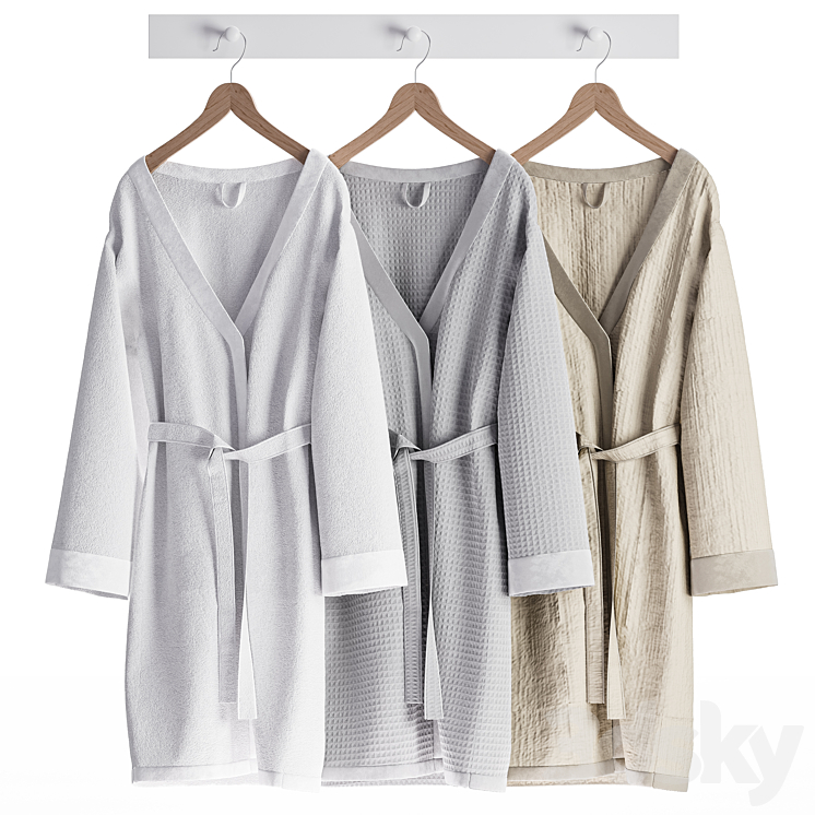 Set of robes on a hanger - Bathroom accessories - 3D model