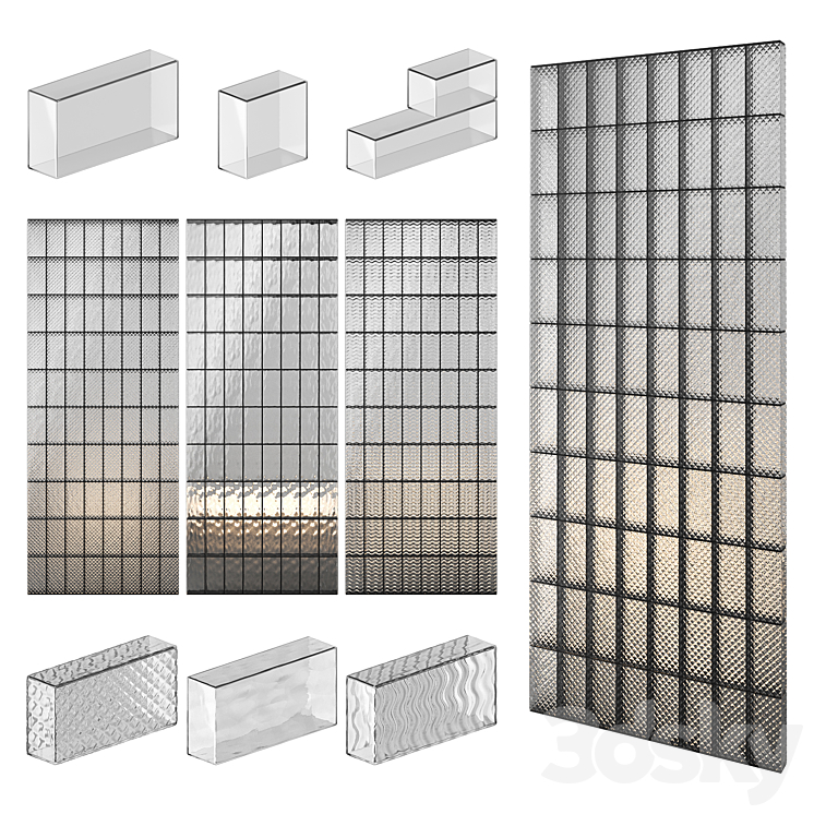 Glass Brick Wall 05 - Other decorative objects - 3D model