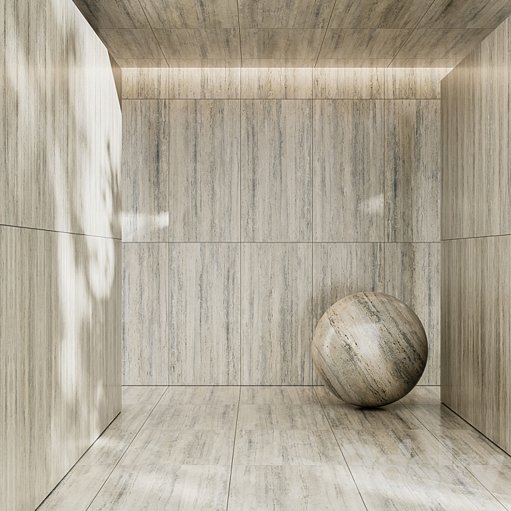 Porcelain StoneS Decotravertine Silver Matte R10A - Tile - 3D model