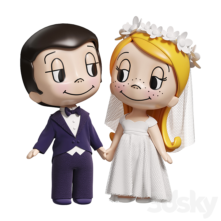 Decorative figurines of the bride and groom - Toy - 3D model