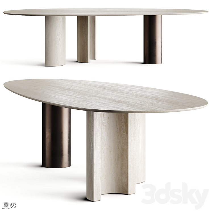 Paolo Castelli NUCLEO Travertino Dining Table - Table - 3D model