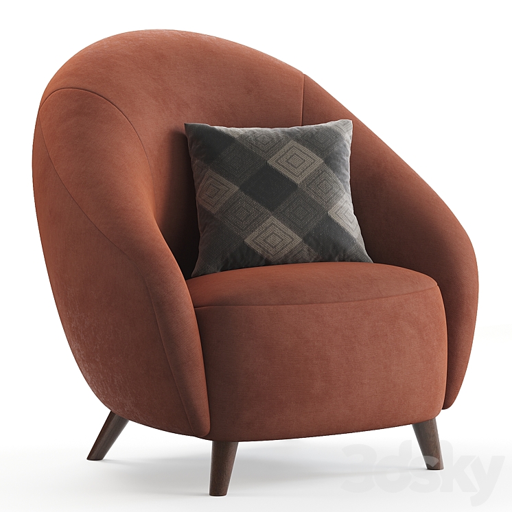 Armchairs in Velvet Gio Ponti - Arm chair - 3D model