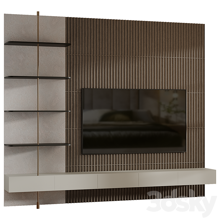 TV Wall Panel 016 - TV Wall - 3D model