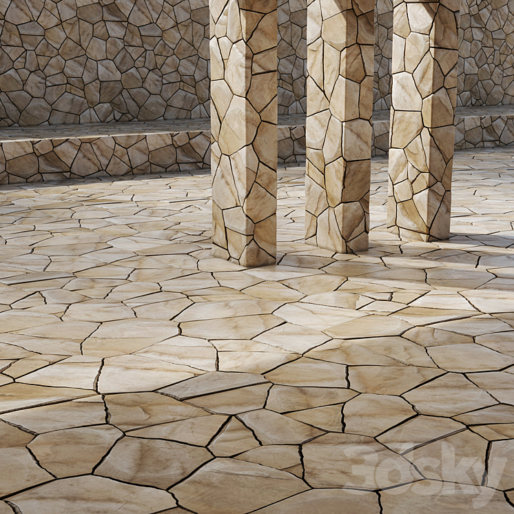 H146 Stone Tiles | PBR | 4K | Seamless | +SBSAR - Stone - 3D model