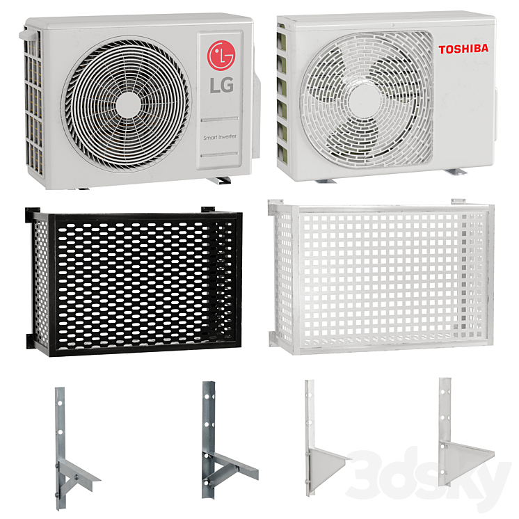 Air conditioners outdoor unit Set - Facade element - 3D model