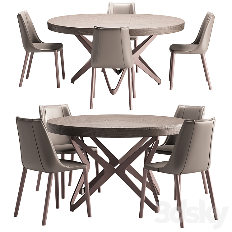 Dining Set 13 - Table + Chair - 3D model