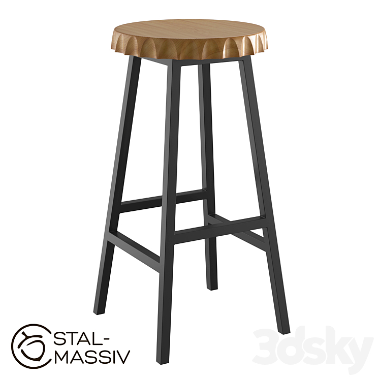 Half-bar stool Beer-65 by Stal-Massiv - Chair - 3D model