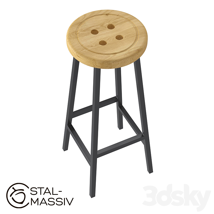 Bar stool Button-78 by Stal-Massiv - Chair - 3D model