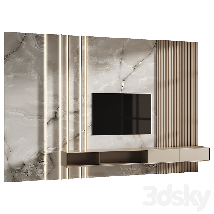 Tv 3D Panel 001 - TV Wall - 3D model
