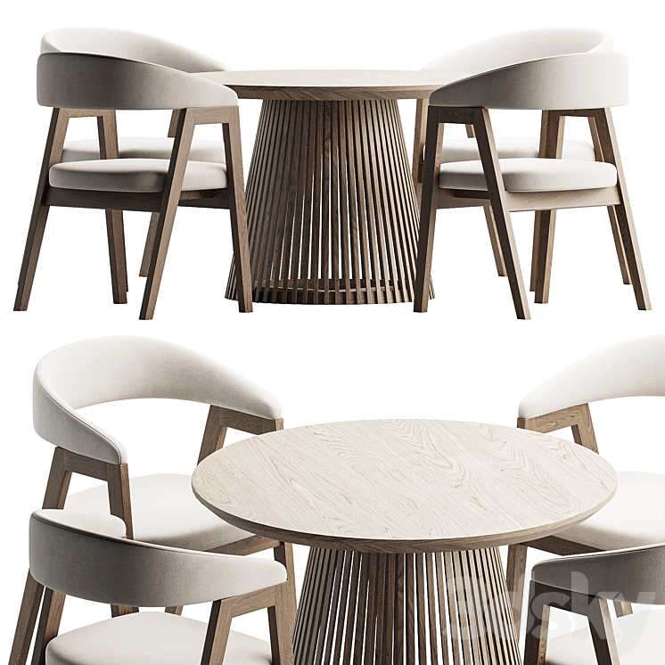 Dining set 10 - Table + Chair - 3D model