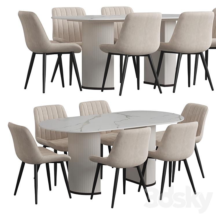 Stoolgroup Opera Harlem Dining set - Table + Chair - 3D model